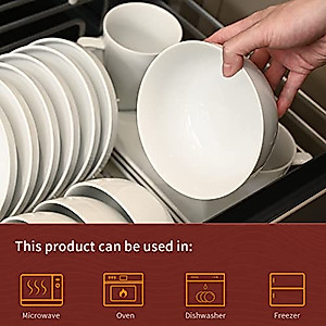 WishDeco Cereal Bowls Set of 4, Ceramic Soup Bowls, 20 Ounce Breakfast Bowls, 6" White Bowls for Dessert, Oatmeal, Pasta, Noodle, Salad, Rice, Microwave & Dishwasher Safe