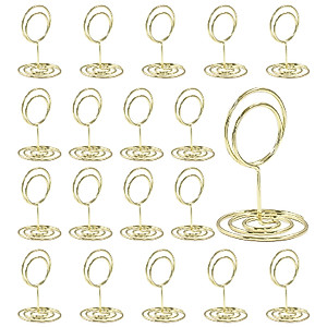 Waziaqoc 20Pcs Table Number Holders, Mini Round Place Card Holder. 2 Inch Short Table Number Stands for Wedding Party Graduation (Gold)