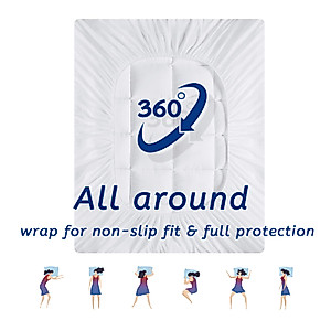 King Size Mattress Topper for Back Pain, Cooling Extra Thick Mattress Pad Cover with 8-21 inch Deep Pocket, Plush Pillow Top Mattress Topper Overfilled with Down Alternative, King Size, White