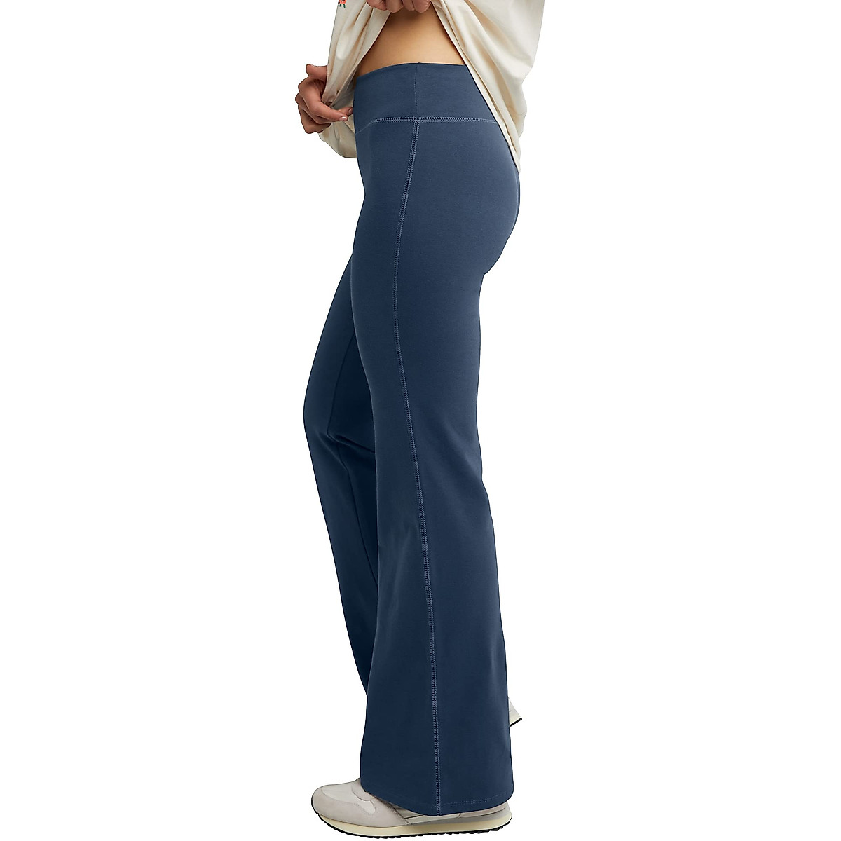 Hanes Comfortblend Women's Originals Jersey Flare Leg, Bell Bottom Stretch Pants, 31", Trekking Grey