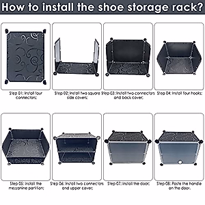 WerkWeit Portable Shoe Storage 6-Tier Shoes Rack 36 Pairs Plastic Cube Storage Tower Shelves for Storage Shoe Cabinet Shoe Rack for Entryway, Hallway and Closet for Shoes Slippers Boots Storage Black