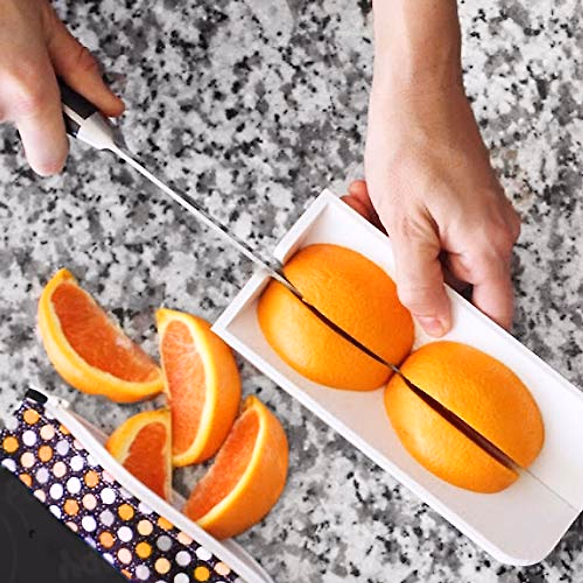 SLICEX Vegetable Slicing Guide; Finger-Safe Kitchen Cutting Gadget for Cherry Tomatoes, Grapes, Blueberries, Nuts and More