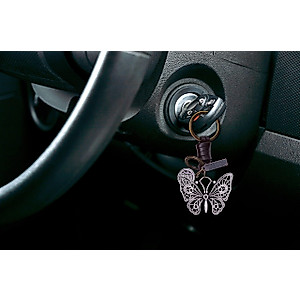 AuPra Butterfly KeyChain Gift Women Leather KeyRing Girl Home Car Door Keys Holder Lady Present