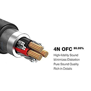 DUKABEL Long Headset Splitter Cable (4ft/1.2m), 3-Pole TRS Microphone(Male) & Audio(Male) to Single 4-Pole TRRS (Famle) Jack Headphone Adapter/Crystal-Nylon Braided / 24K Gold Plated / 99.99% 4N OFC