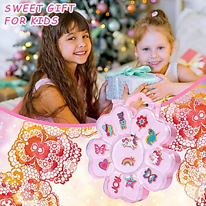 PinkSheep Rings for Kids Jewelry for Girls Unicorn Ring Rainbow Ring Butterfly Ring 12 PC Gift for 4/5/6/7/9/10 Years Old Flower Packaging