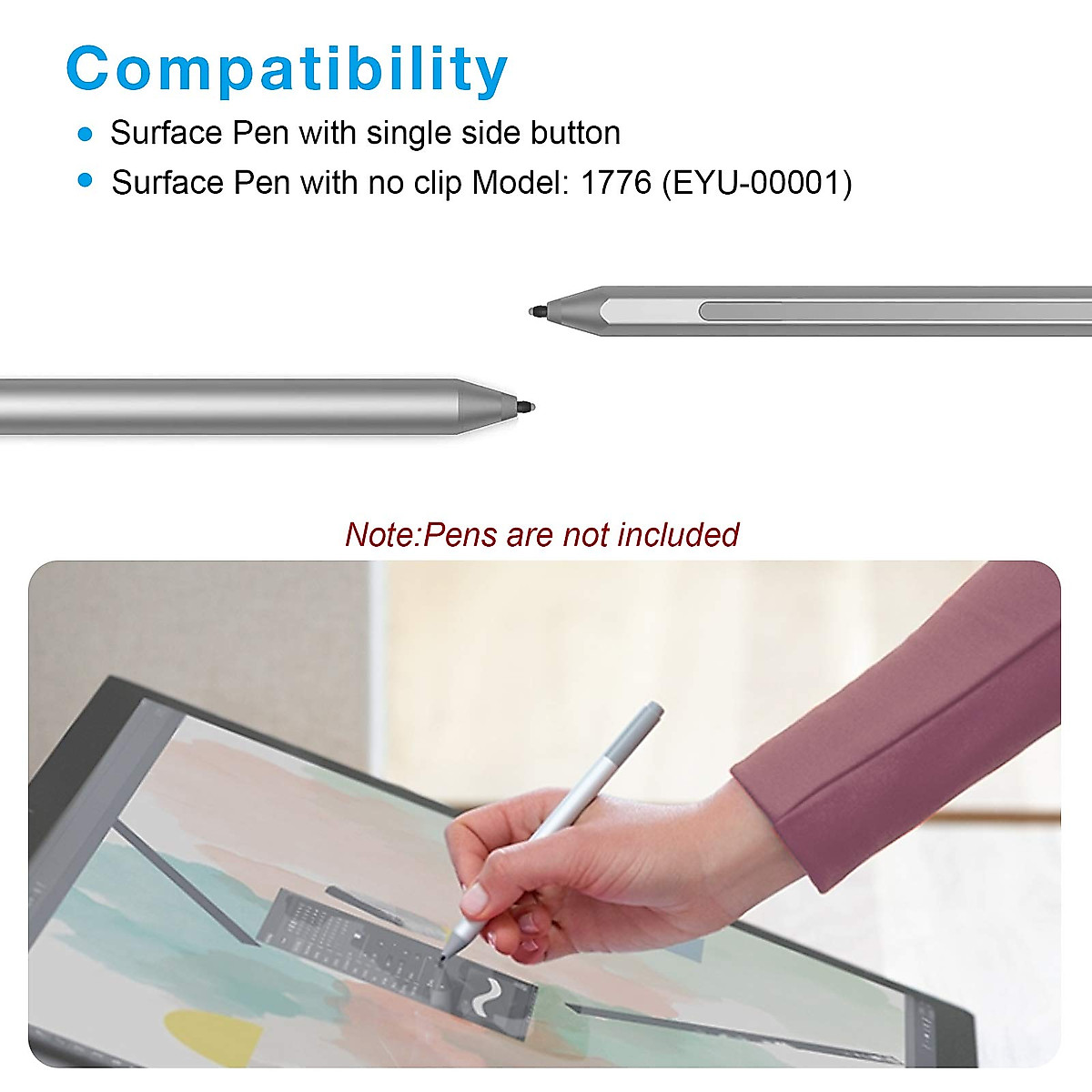 HB Pen Tips, Original Refill Replacement for Microsoft Surface Pen Model 1776(EYU-00009)，Surface Pro 4 Pen - 3Pack