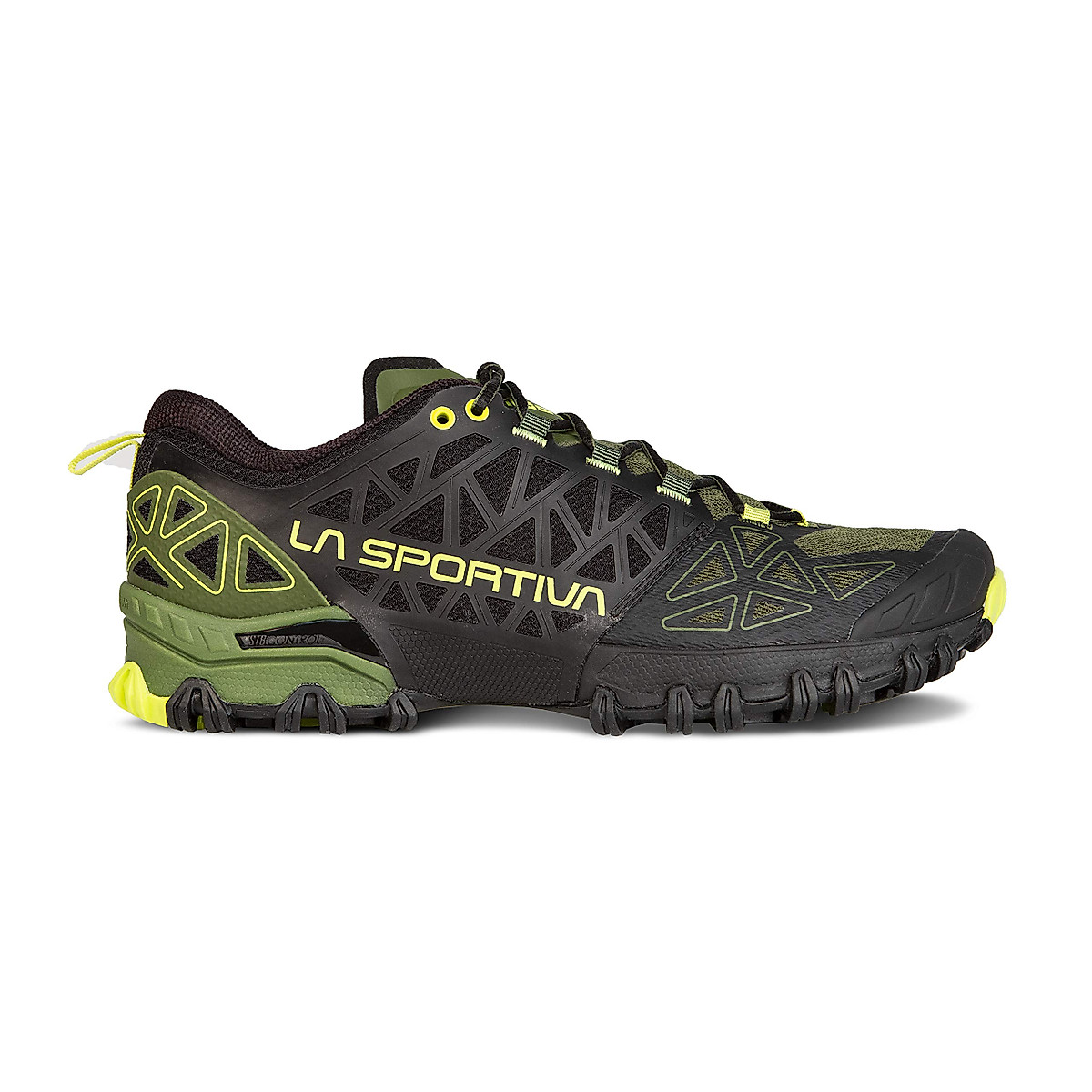 La Sportiva Mens Bushido II Trail Running Shoe, Olive/Neon, 10