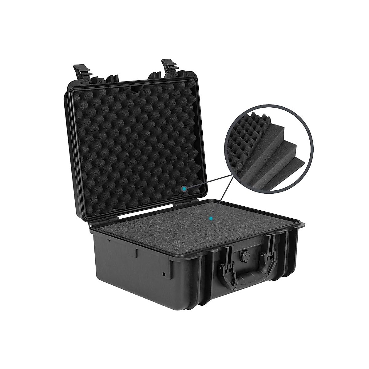 Monoprice Weatherproof Hard Case with Customizable Foam - Shockproof, IP67 Level Dust and Water Protection Up to 1 Meter Depth , 19in x 16in x 8in, 28.5 Liter, Black - Pure Outdoor Collection