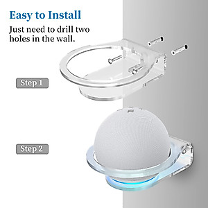 HomeMount Clear Screw Wall Mount - All New 4th Gen Acrylic Holder, Space Saving Solution Bracket Shelf Compatible with Homepod Mini Speaker & Cylindrical Portable Speakers (Clear 2Pack)