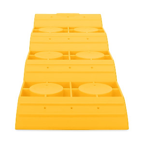Camco Yellow Drive On Tri-Leveler, Raises Your RV Up by 3-7/8" Works on Any Tire , Has Built In Handle, Load Capacity of 3500 lbs, Durable Non Slip Surface (44573)