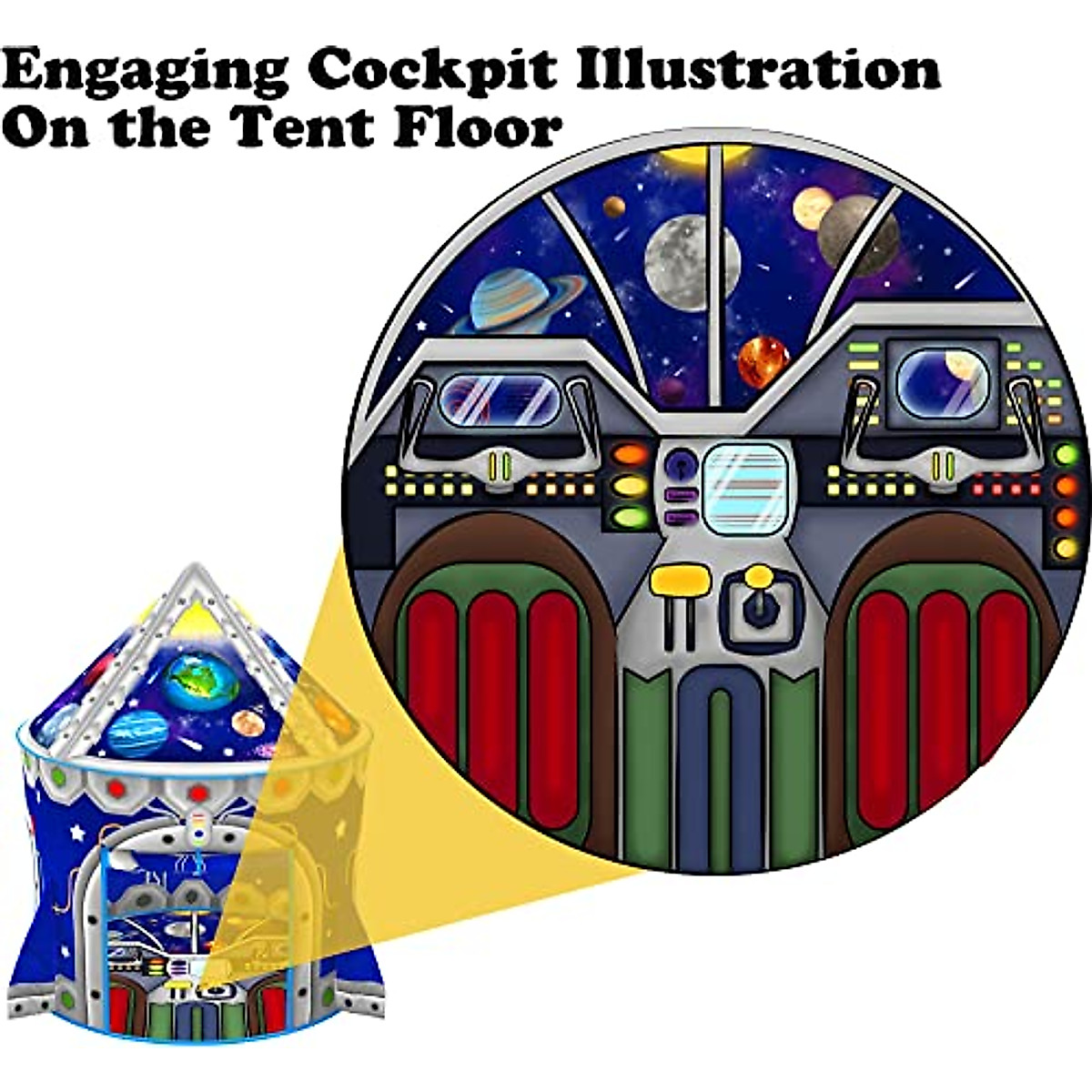 ImpiriLux Play Tent for Kids with Cape and Mask Costume Set | Rocket Themed Children's Pop Up Playhouse Fort for Boys and Girls