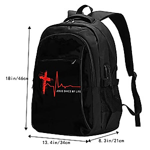Christian Jesus Saved My Life Cross Funny Travel Laptop Backpack, Business Anti Theft Slim Durable Laptops Backpack Water Resistant College School Computer Bag Gifts For Men & Women Notebook