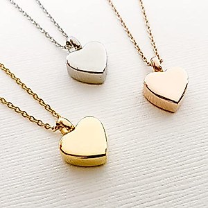 Oaktree Memorials Heart Cremation Necklace, Urn Pendant, Necklace Urn, Necklace Urn for Ashes, Cremation Jewelry, Stainless Steel, 18K Gold Plated (Gold)