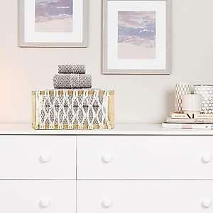 Wongblee Macrame Storage Baskets Set of 3, Decorative Wood Baskets, Nesting Organizer Boxes for Shelves, Boho Room Décor