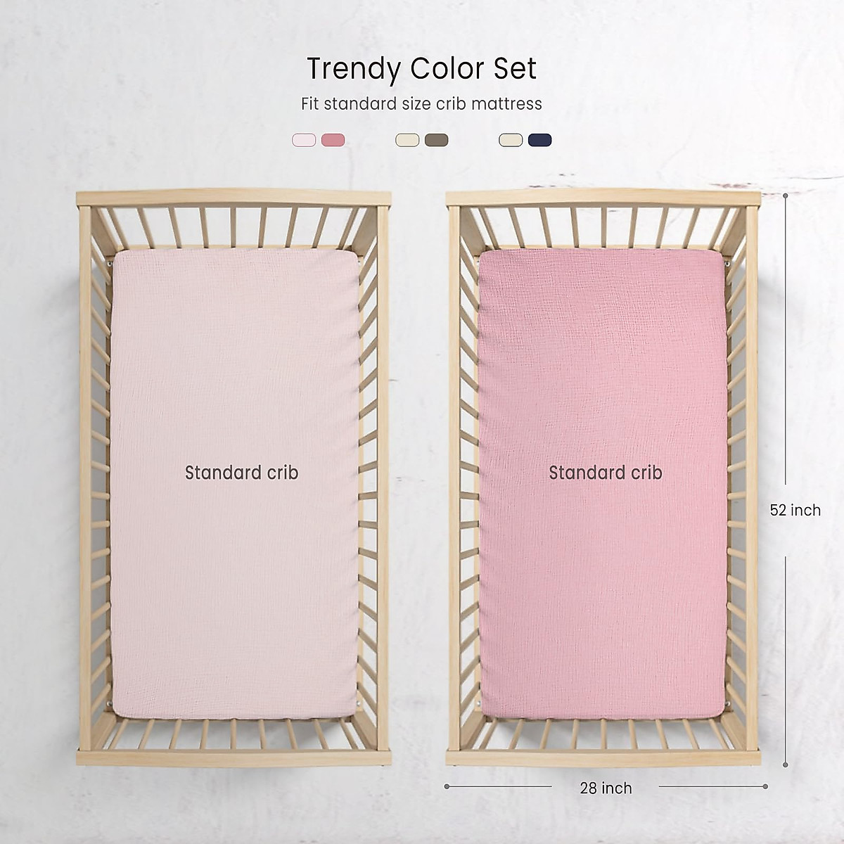 lulumoon Baby Muslin Crib Sheets - Toddler Cotton Fitted Crib Sheets Neutral for Boys and Girls 2Pack