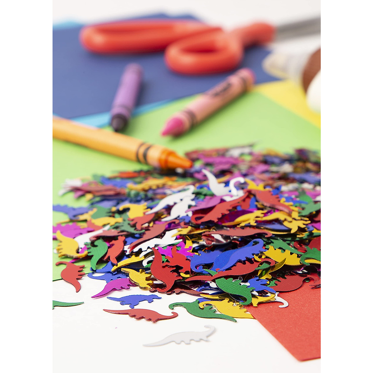 Dinosaur Metallic Confetti (75 Grams 5,250 Pieces) T-Rex Brontosaurus Jungle Foil Jurassic Dino Glitter for Kids and Children Birthday Party, Arts & Crafts by JPACO