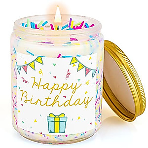 Happy Birthday Candle,Vanilla Birthday Cake Candle with Rainbow Sprinkle,Birthday Gifts for Women,Her,Friends