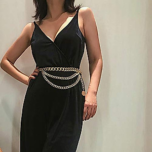 Anglacesmade Bohemain Metal Layered Body Chain Belly Chain Belt with Coin Charm Pendant Chunky Wallet Chain Punk Waist Chain for Women(Gold)