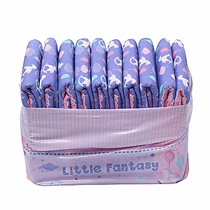 Littleforbig Adult Printed Diaper 80 Pieces (8 Packs) - Little Fantasy (Medium 28"-38")