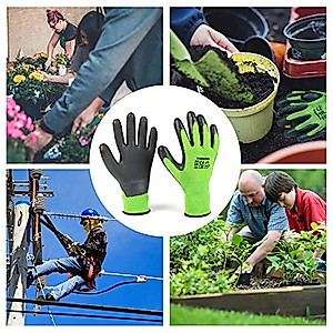 WORKPRO 2 Pairs Garden Gloves, Working Gloves with Eco Latex Palm Coated, Works Gloves with Touchscreen for Weeding, Digging, Raking and Pruning(L)