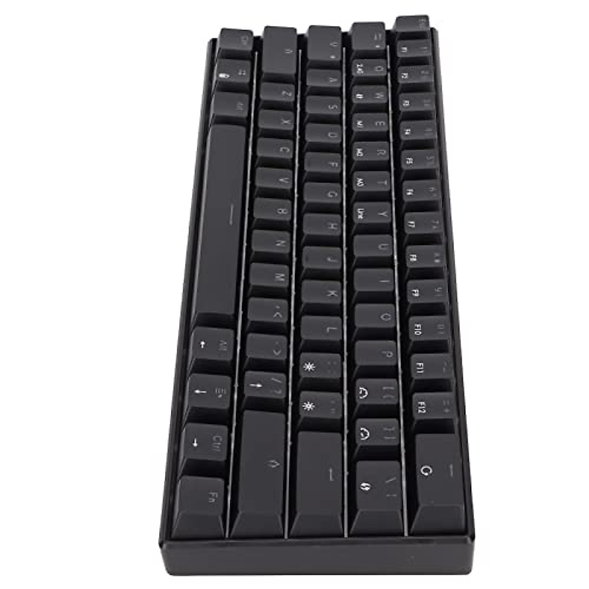 Kafuty-1 Mechanical Gaming Keyboard 60%, 61 Keys Backlit Mini Ergonomic Wireless/Wired Bluetooth Keyboard, for PS4 PC Mac Gamer, Typist, Travel (Black Shaft)