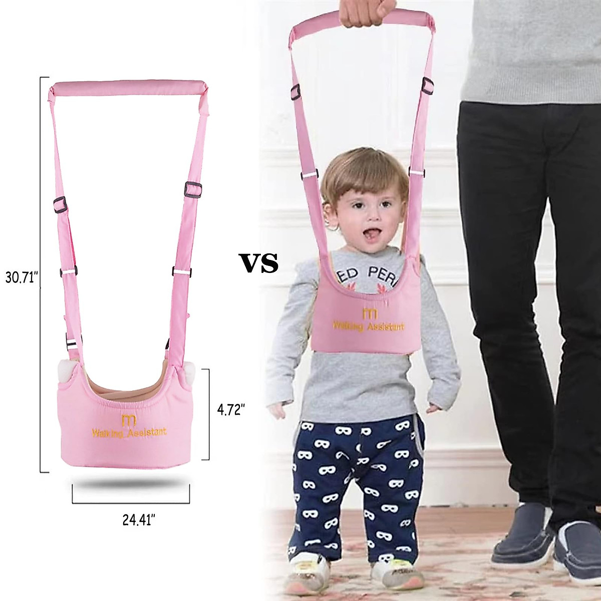 YESTIC Adjustable Baby Walking Harness Toddler Harness Assistant Belt for Learning Walk Easy-to-Wear Walking Learning Helper for Boys Girls. (Pink)
