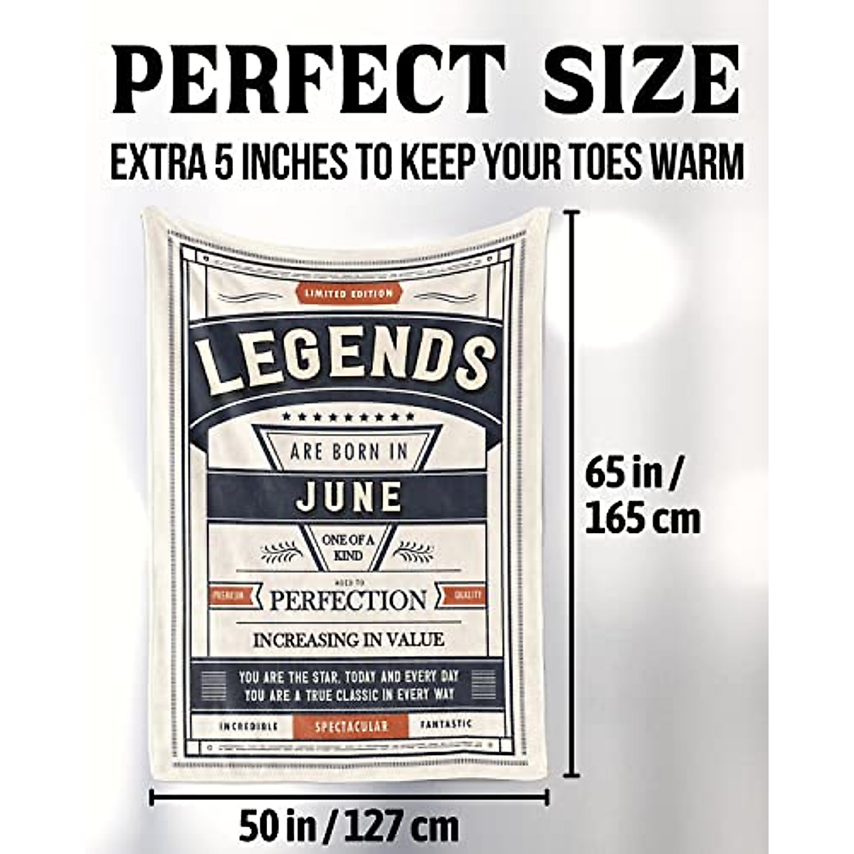 InnoBeta Birthday Gifts for Men, Novelty Personalized Men Birthday Gift Ideas Legends are Born in March - Gifts for Him, Dad, Husband, Brother - Flannel Throw Blanket, White & Blue, 50"x 65"