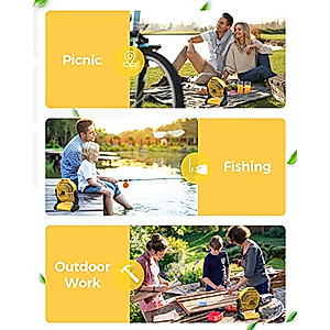 Camping Fan with LED Lantern, 10400mAh 9-Inch Rechargeable Outdoor Tent Fan, 270°Head Rotation, Stepless Speed and Quiet Battery Operated USB Fan for Picnic, Barbecue, Fishing, Travel