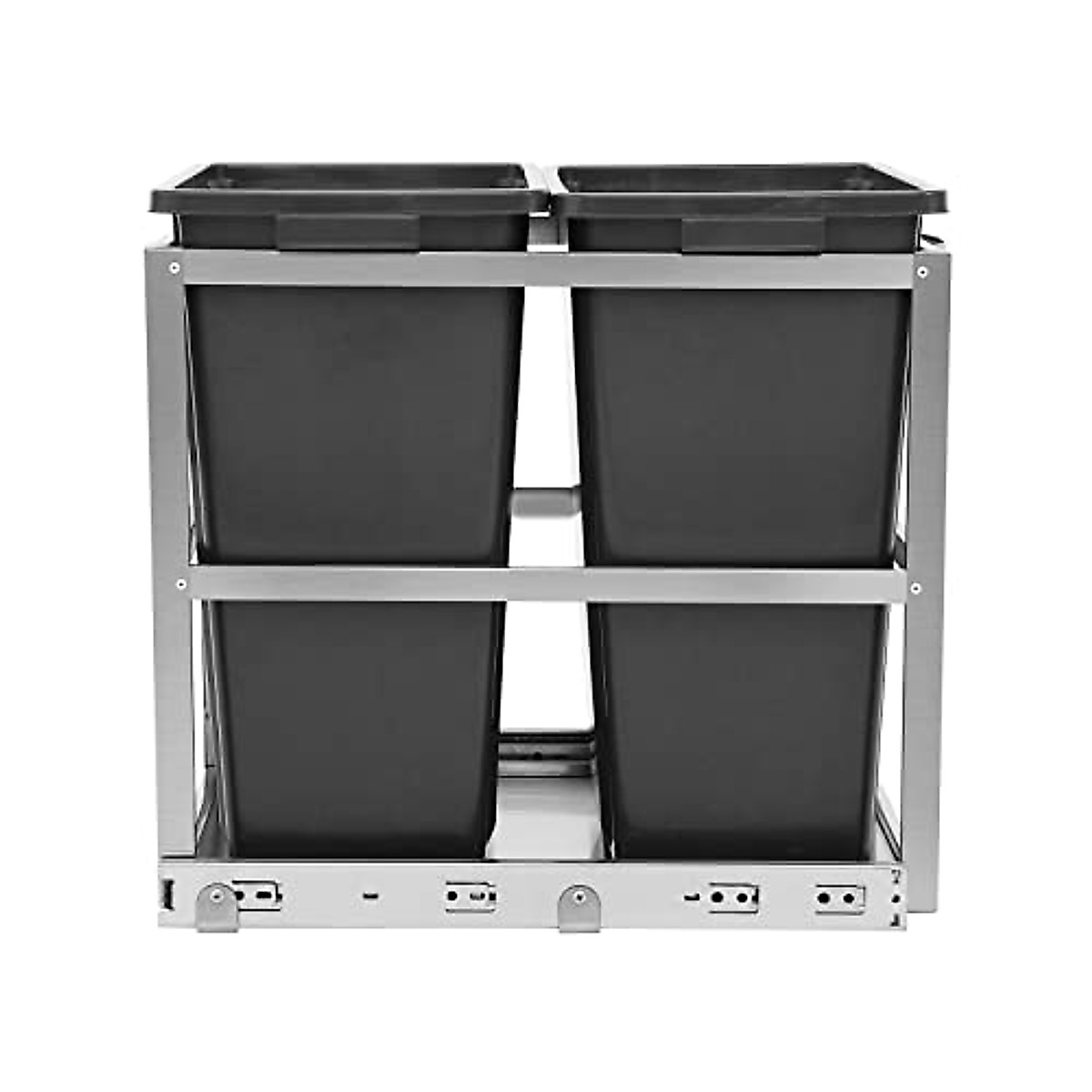UEV Double Under Counter Kitchen Cabinet Pull-Out Trash Can,30 Liter / 8 Gallon for Each Sliding Pull Out Waste Bin Container,Garbage Slide Out Shelf for Kitchen with Bin,2 Black Wast Included