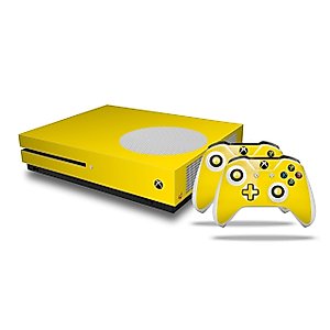 WraptorSkinz Decal Vinyl Skin Wrap Compatible with Xbox One S Console and Controllers - Solids Collection Yellow