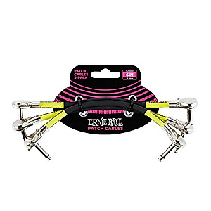 Ernie Ball Patch Cable 3-Pack, Flat Angle/Flat Angle, 6in, Black (P06059)