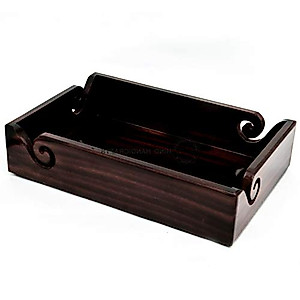 Hind Handicrafts Solid Handmade Crafted Wooden Portable Antique Yarn Storage Bowl Tray - Holder for Knitting Crochet Hook Accessories - Multipurpose Organiser (Torched Black, 12" x 8" x 2.5")