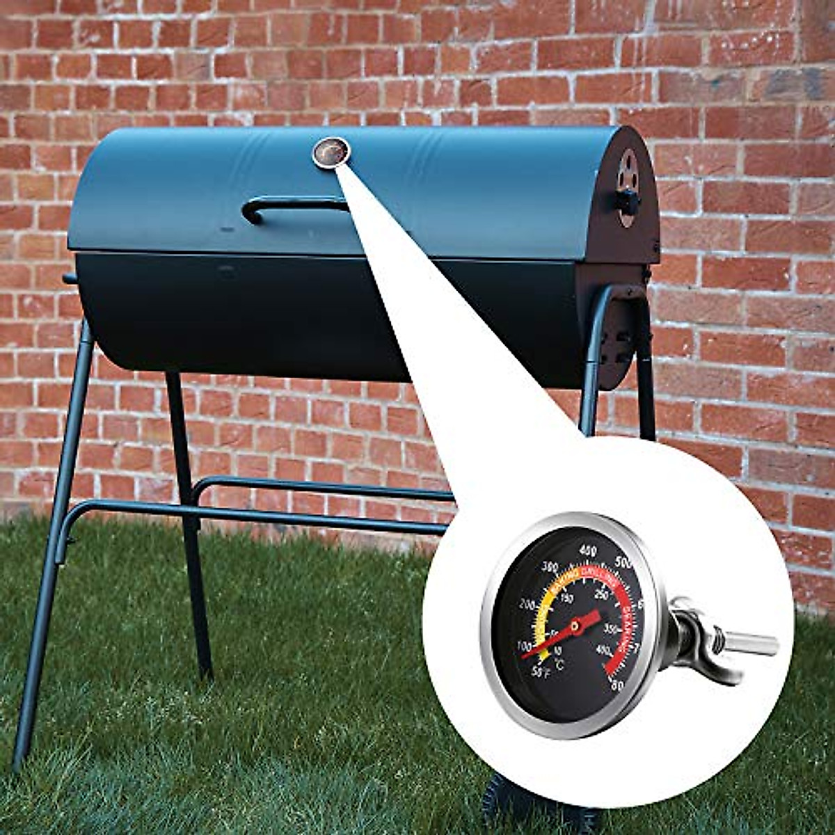 Frienda 3 Packs Charcoal Grill Temperature Gauge Thermometer Gauge Wood Barbecue Charcoal Grill Thermometer Heat Indicator for Lamb Beef Meat Cooking, 2-3/8 Inch Dial and 2-7/8 Inch Stem