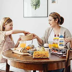 Hudgan 8 PACK Stackable Pantry Organizer Bins (3 sizes) - Clear Fridge Organizers for Kitchen, Freezer, Countertops, Cabinets - Plastic Food Storage Container with Handles for Home and Office