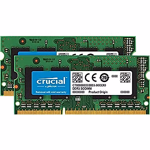 Crucial 8GB KiT (4GBx2) DDR3/DDR3L 1866 MT/s (PC3-14900) Unbuffered SODIMM 204-Pin Memory - CT2K51264BF186DJ