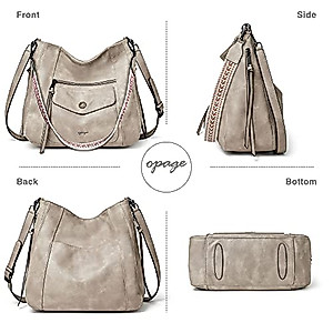 OPAGE Handbags for Women Fashion Ladies Tote Bag PU Leather Crossbody Bag Fashion Tote Purse Shoulder Bag With Wristlet