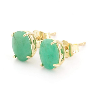 Galaxy Gold GG 1.8 Carat 14k Solid Gold Stud Earrings Natural Emerald