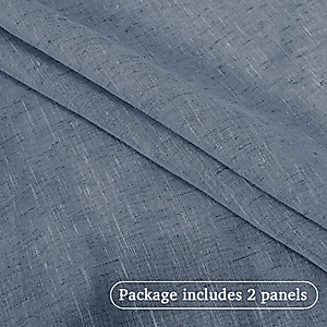 Sheer Curtains Linen Textured Curtains for Living Room 52 x 84 Inch Natural Rod Pocket Window Panel, Linen Look Burlap Curtain Home Fashion Natural Linen Rich Quality Curtain, 2 Panels, Beige