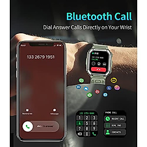 Military Smart Watch (Double Strap), 1.8'' Smart Watches for Men With Bluetooth Call (Answer/Dial Calls), Mens Tactical Smartwatch for Android iPhone, 5ATM Waterproof Watch, 107 Modes Fitness Tracker