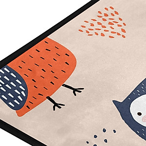 Floor Mat Funny Owl Birds Kitchen Rugs Washable Non-Slip Runner Rugs Absorbent Doormat for Bedroom Bathroom Kids Room Indoor Entryway 39x20in