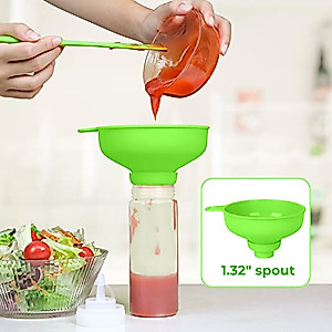 Wide Mouth Kitchen Funnel, Pisol Food Grade Plastic Cooking Canning Funnel with 4 Sizes Spouts for Filling Wide and Regular Mason Jars, Spray Dropper Oil Bottle Jug Spices Shampoo Powder Oats Sauce