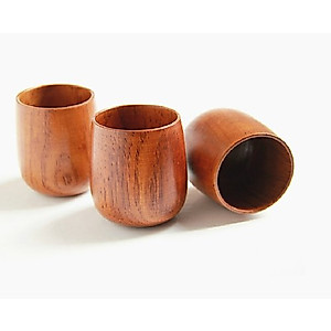 Moyishi Top-Grade Natural Solid Wood Wooden Tea Cup Wine Mug 250ml,Set of 4