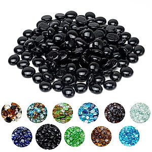 Skyflame 10-Pound Fire Glass Beads for Fire Pit Fireplace, 1/2-Inch Size Onyx Black Reflective Decorative Blended Fireglass Drops for Landscaping