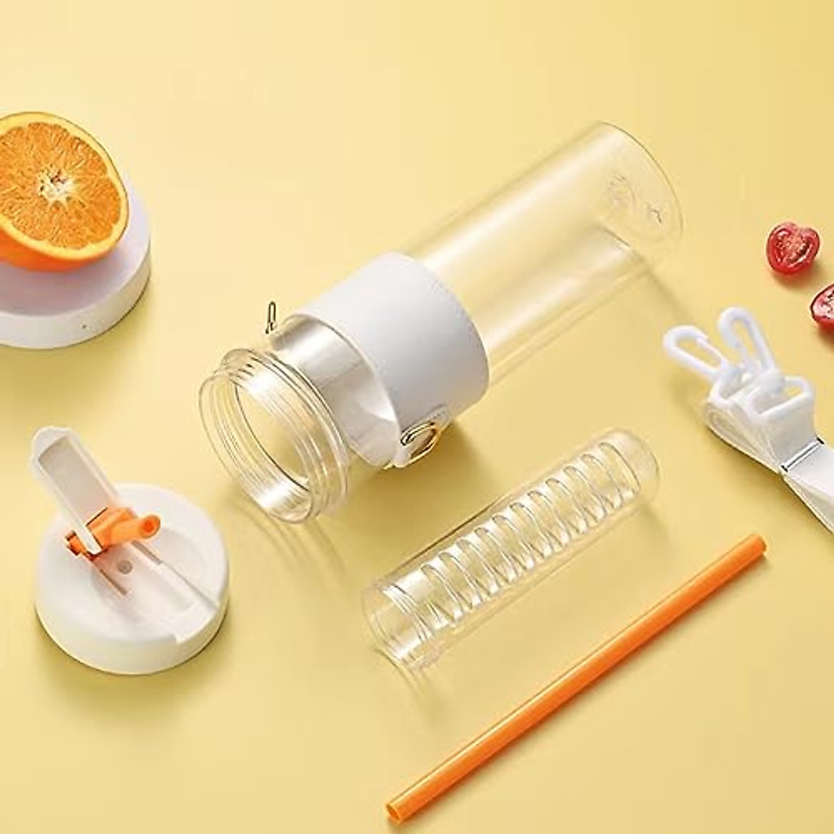 LFRNZS 28oz Water Bottles with Foldable Straw, Wide Mouth Water Tumbler, Iced Coffee Cups,Fruit Infuser Water Bottle,Reusable Boba Cup,Plastic Sports Water Bottle, Shatter-Proof (Grey)