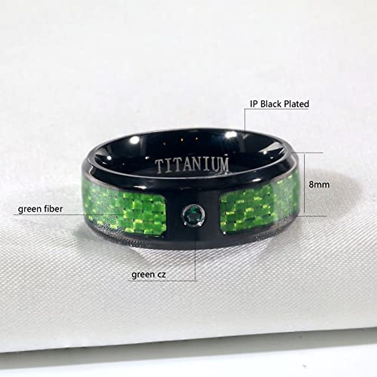 ringheart Couple Rings Black Matching Ring 1.5ct Green CZ Women Wedding Ring Sets for Him and Her His Her Wedding Ring