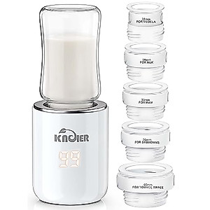 Portable Bottle Warmer, Fast Heating Travel Bottle Warmer, 13200mAh Baby Bottle Warmer On The Go for Breastmilk and Formula with 5 Adapters, 4 Temperature,Leak-Proof, Cordless, Battery Powered