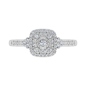 1/3 Carat Cushion cut Halo Diamond Engagement Ring in 10K White Gold (Ring Size 7)