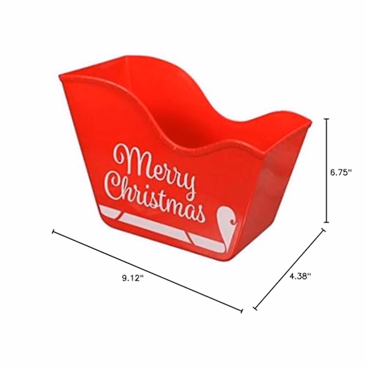 Greenbrier Intl Merry Christmas-Santa's Sleigh Shaped Plastic Bins (2PK)