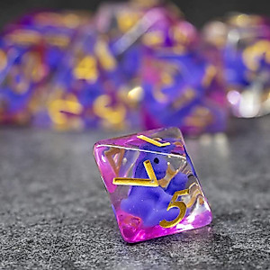 Sage's Portal Animal Familiars Resin DND Dice Set Polyhedral Dice Set for Dungeons and Dragons RPG Pathfinder Tabletop TTRPG (Baby Purple Dragon)