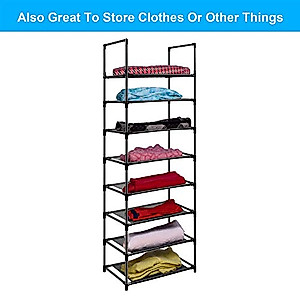 Easyhouse 8 Tier Metal Sturdy Shoe Rack for Entryway/Closet, Stores 16-20 Pairs of Shoes, Multi-use Shelf Organizer for Space Saving Storage